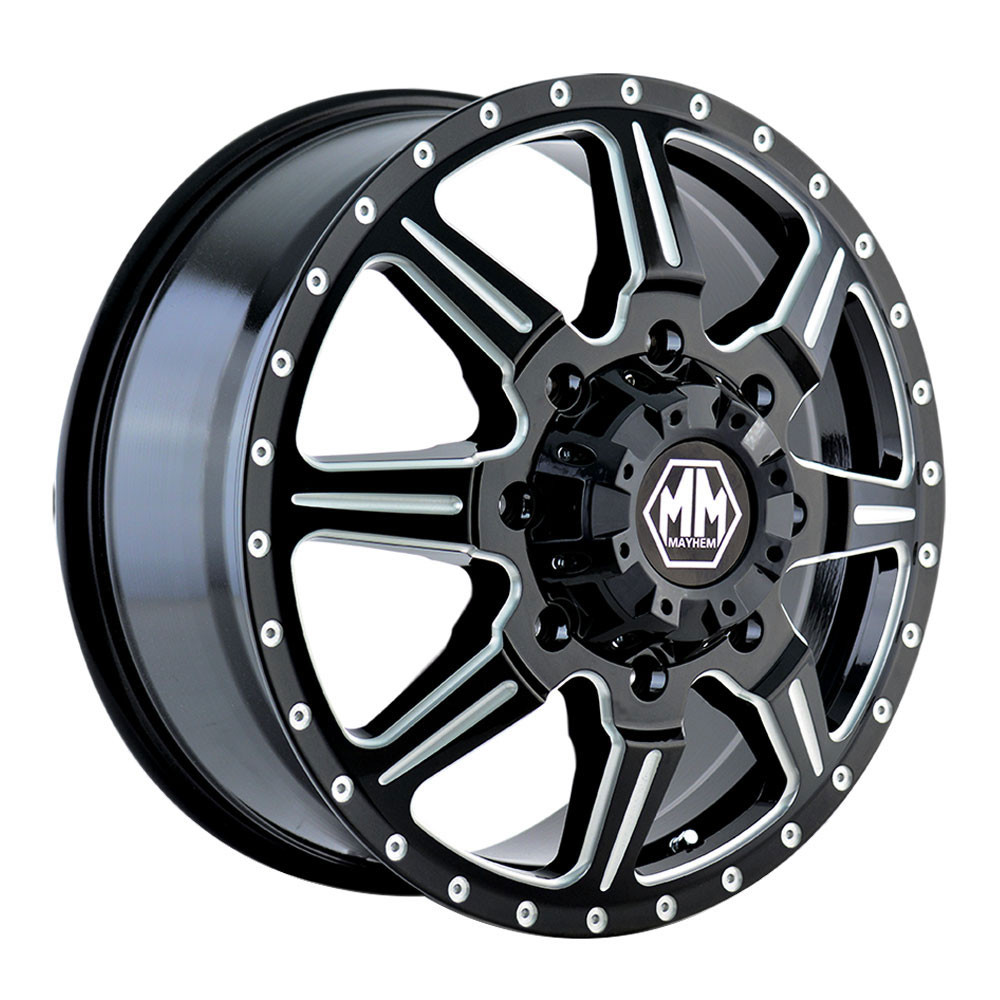 Mayhem 8101 Monstir Dually Front 22x8.25 Black w/Milled Spokes - 8101 ...