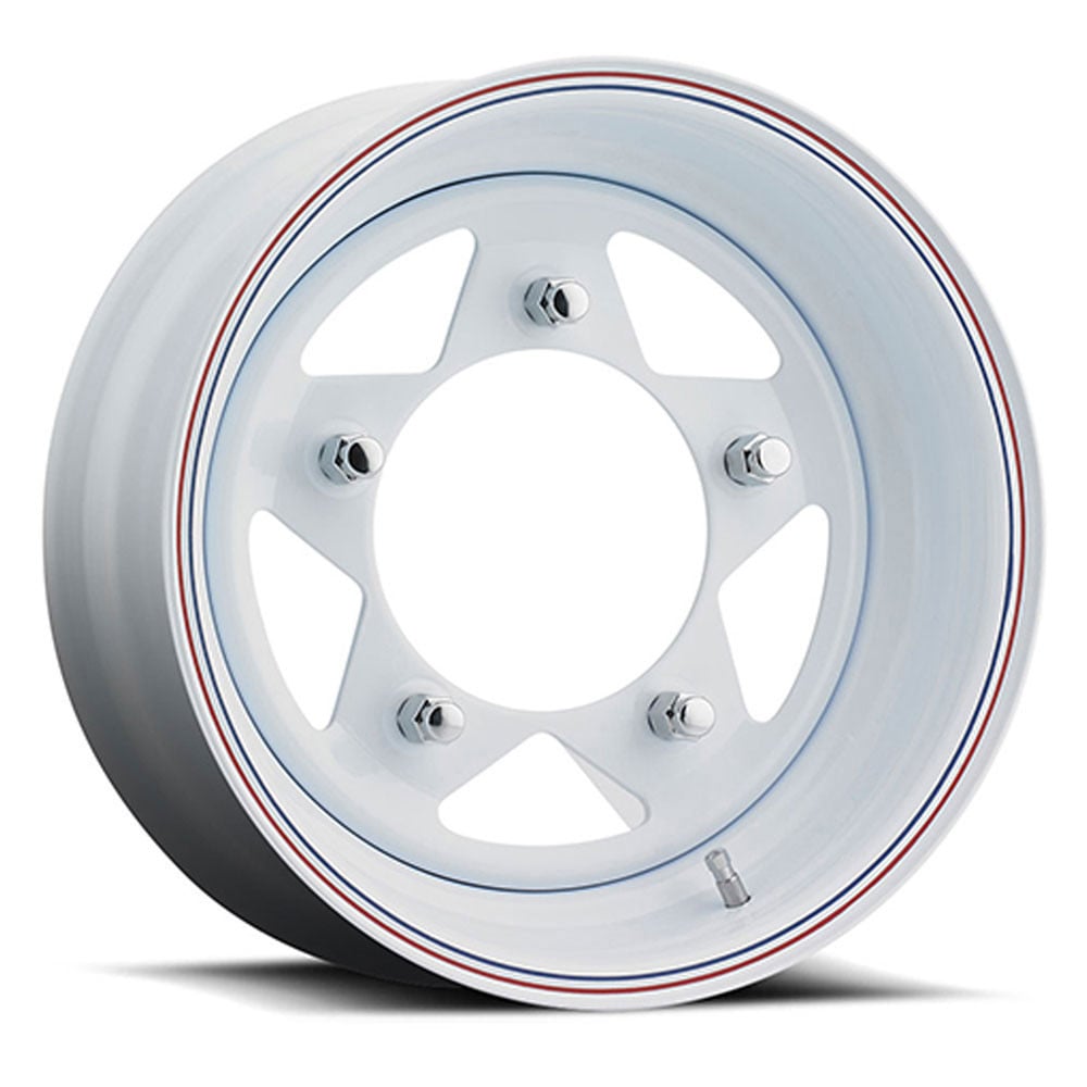 Unique Steel 81 VW Baja 15x6 White w/Red and Blue Stripes - 1526230564B